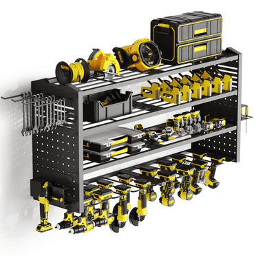 4-Layer Heavy Duty Metal Tool Storage Rack, 400LBS Capacity Power Tool ...