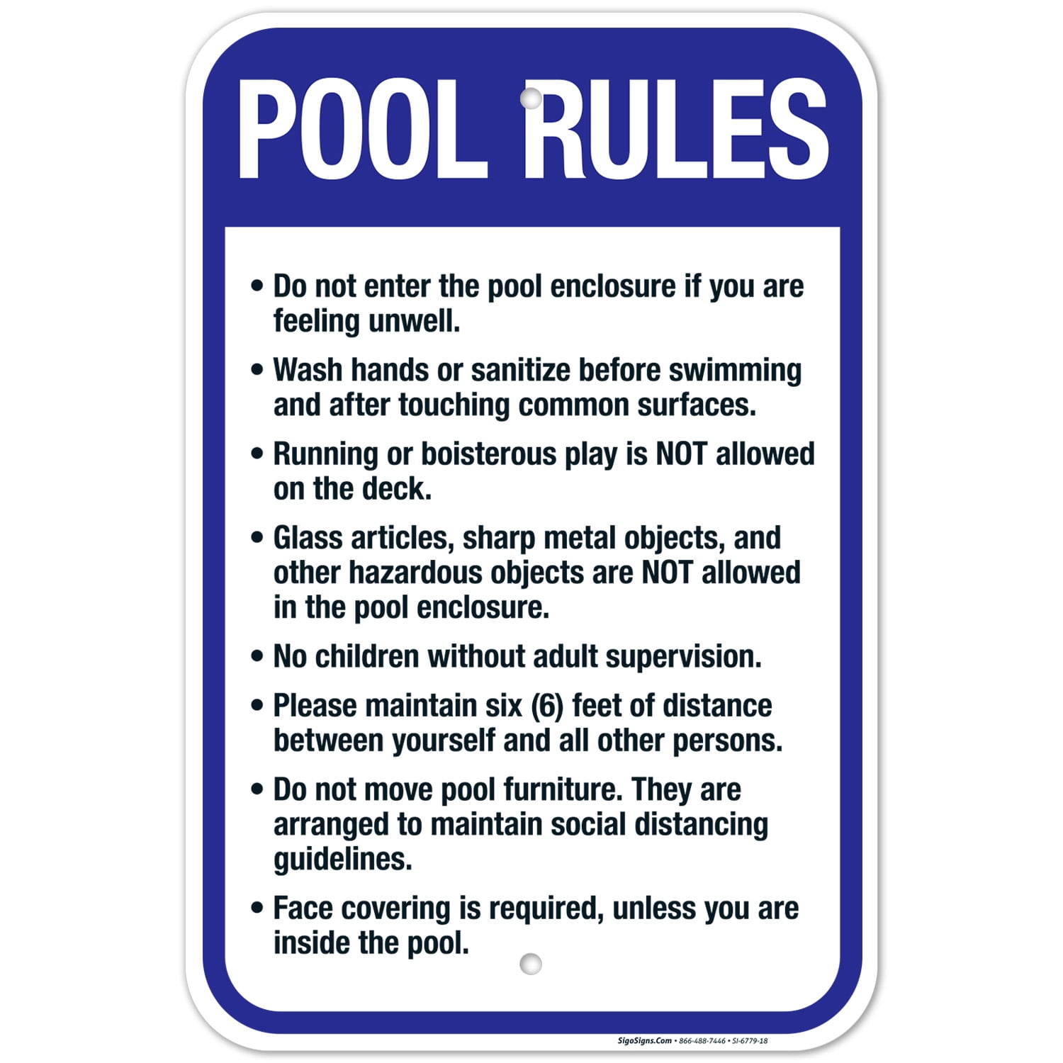 Pool Rules Sign, Pool Sign, (SI-6779) Vinyl Sticker - Walmart.com