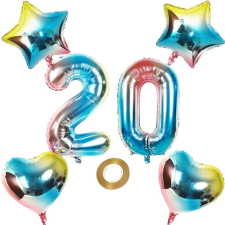 Balloons Number 20 Number 20 Balloon Rainbow 20 Number Balloon Foil ...