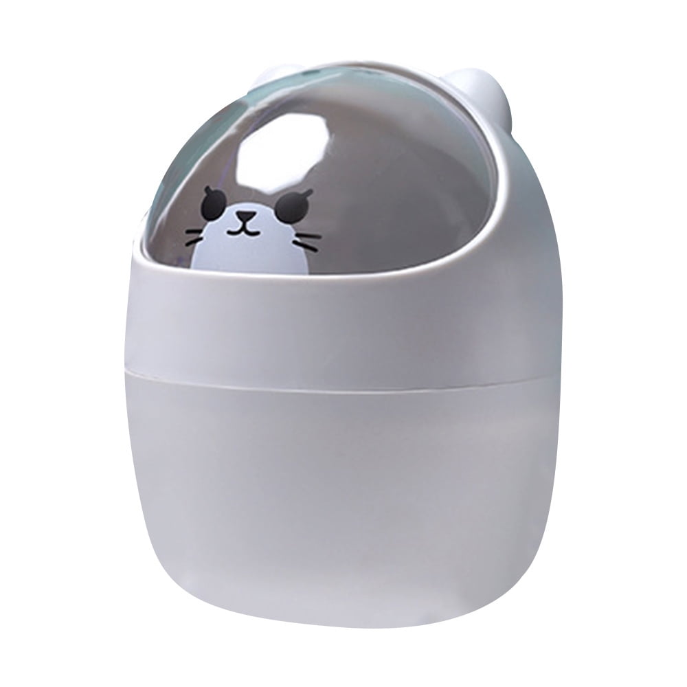 Mini Desktop Trash Can Plastic Table Dustbin Sundries Barrel Storage ...
