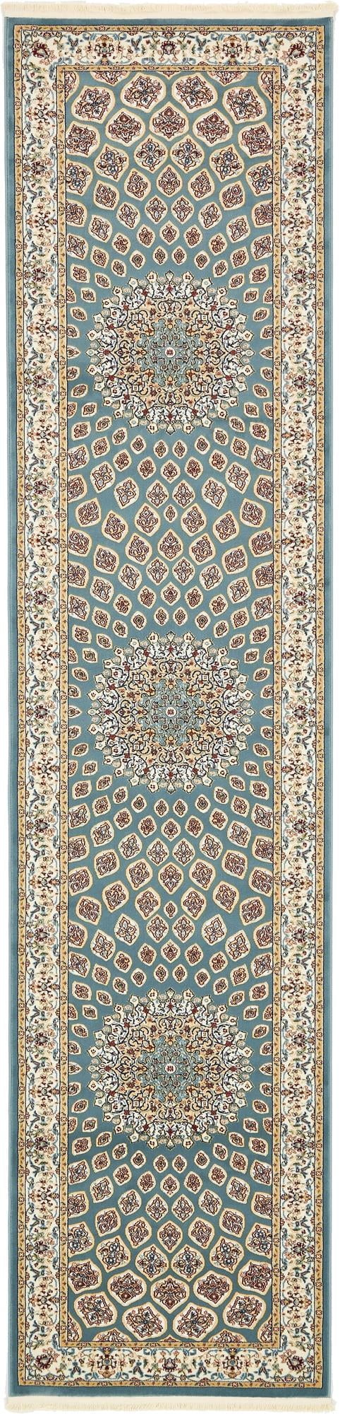Rugs.com Rabia Collection Rug – 3' x 13' Runner Blue Low Rug Perfect ...