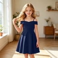 Bobifish Big Girls Dresses Spaghetti Strap Off Shoulder Satin Pleated A ...