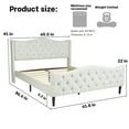 41" Tall Wood Slatted Bed Frame,Queen Bed with Fabric Headboard ...
