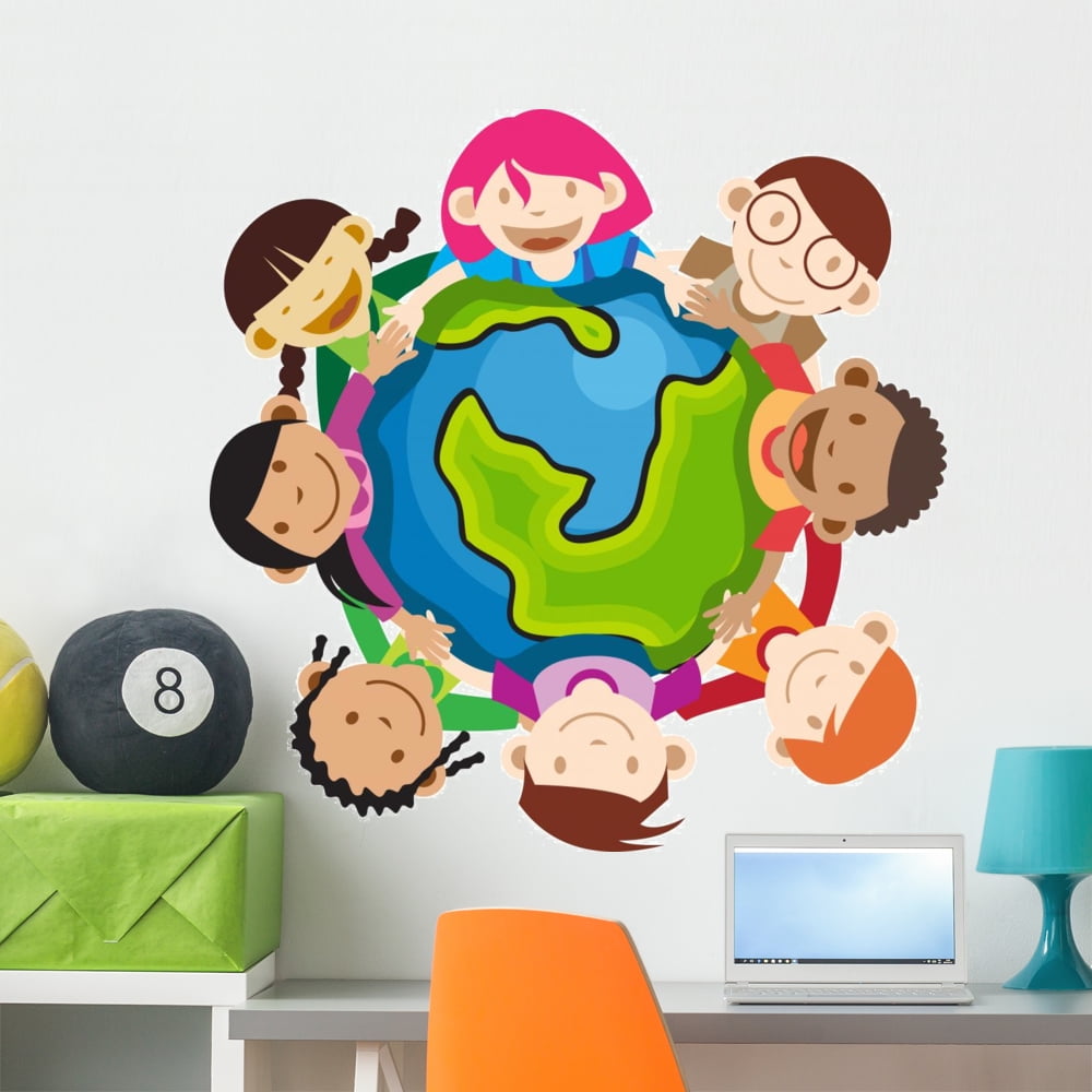 Multi Culture Kids Hands Wall Mural Decal Sticker, Wallmonkeys Peel ...
