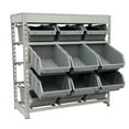 Gray 4 Tier Boltless Bin Storage Shelving System Garage Storage Rack