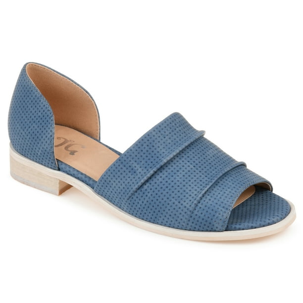 Brinley Co Womens Perforated Open Toe Flat