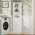 67" Tall Corner Storage Cabinet with 2 Doors and Adjustable Shelves ...