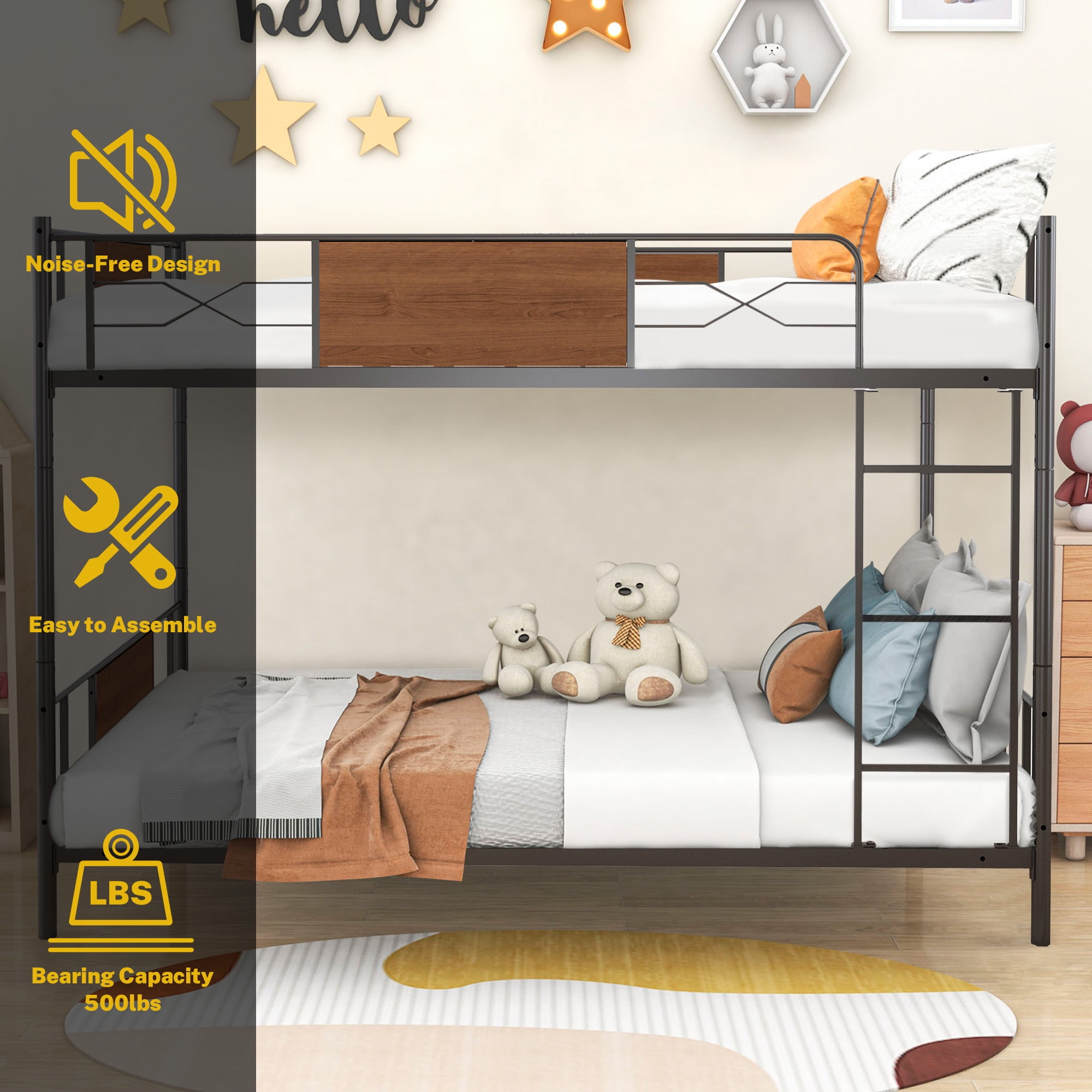 Buy Bunk Bed Full over Full, SYNGAR Space Saver Bunk Bed with Heavy ...