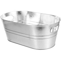 QSTDGVPW Ice Bucket Galvanized Tub Ice Holder Lightweight Metal Drink ...