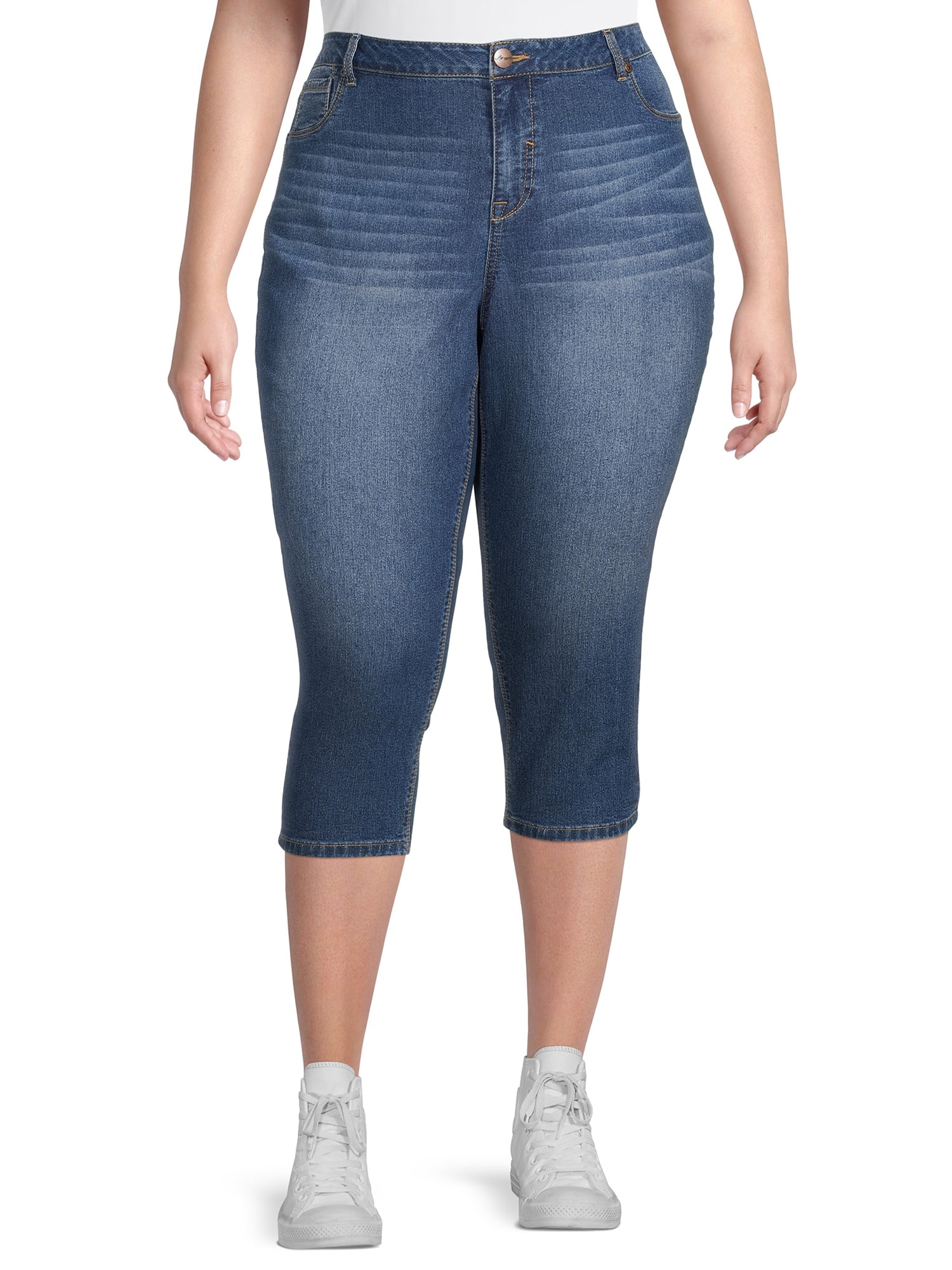 A3 Denim Women's Plus Size Constructed Waist Capris - Walmart.com