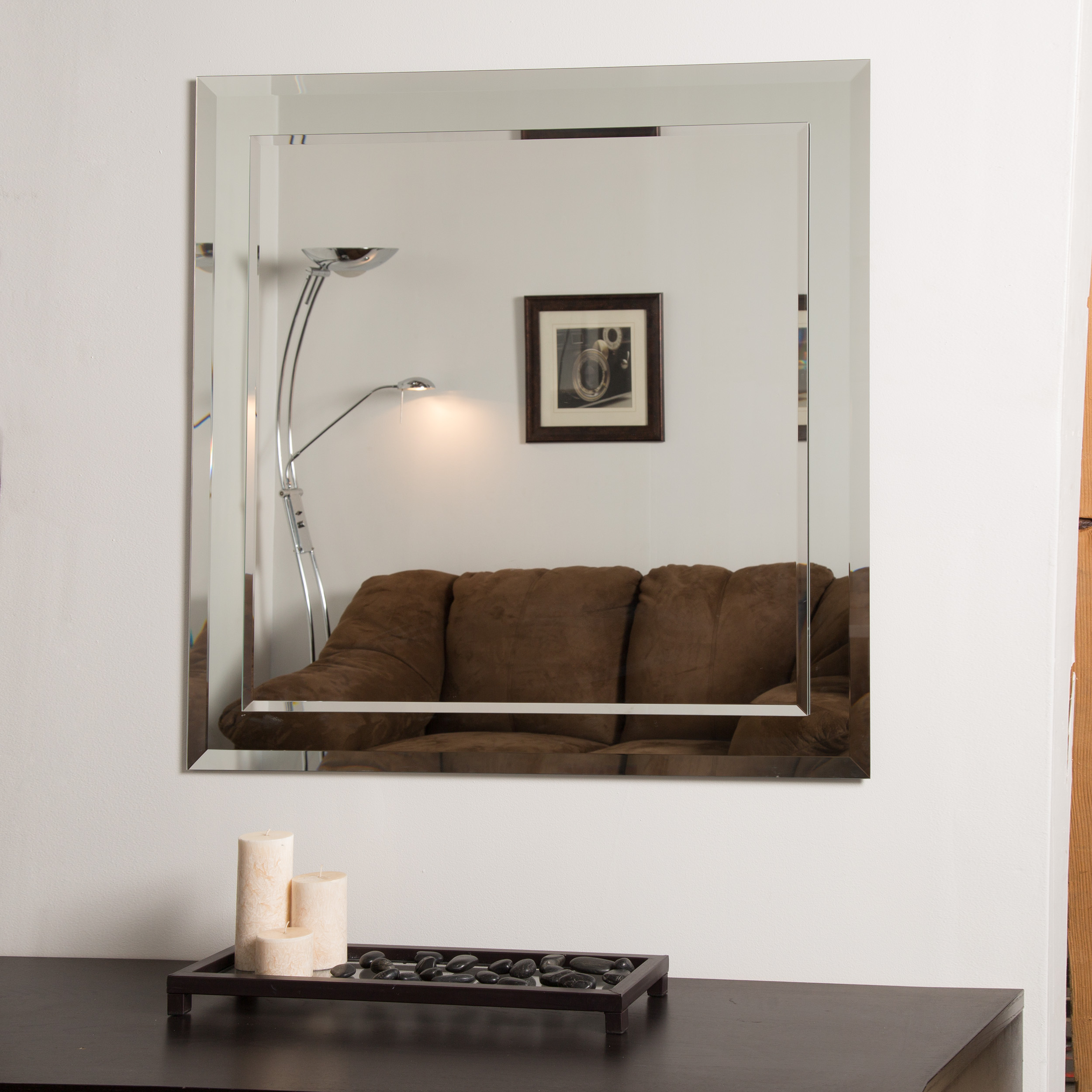 Large Frameless Wall Mirror Home Decor Ideas