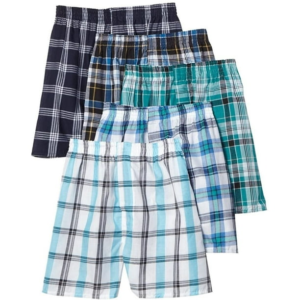 Fruit of the Loom Men's 5-Pack Plaid Boxer Shorts Boxers Underwear ...