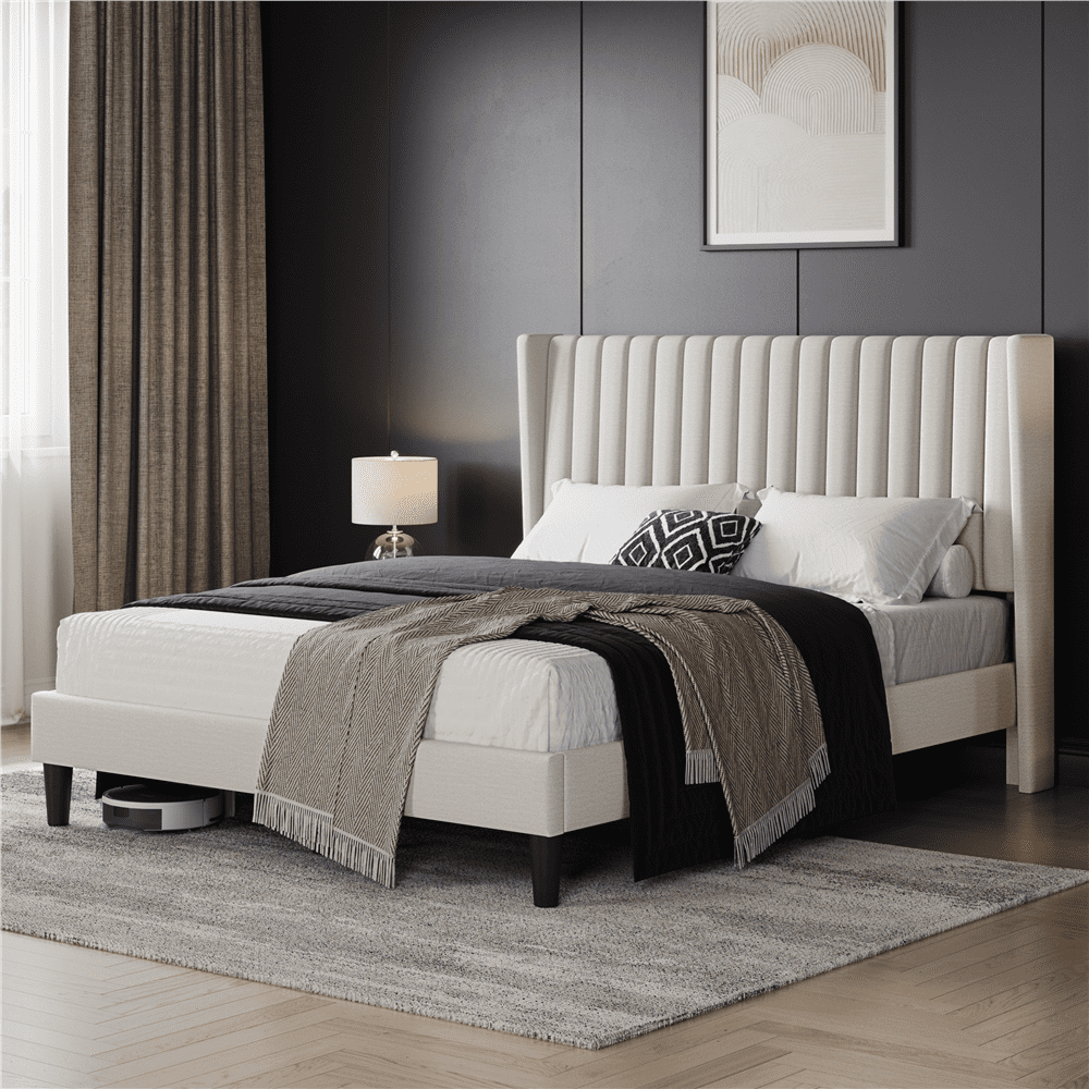Click here for Yaheetech Fabric Upholstered Platform Bed With Cha... prices
