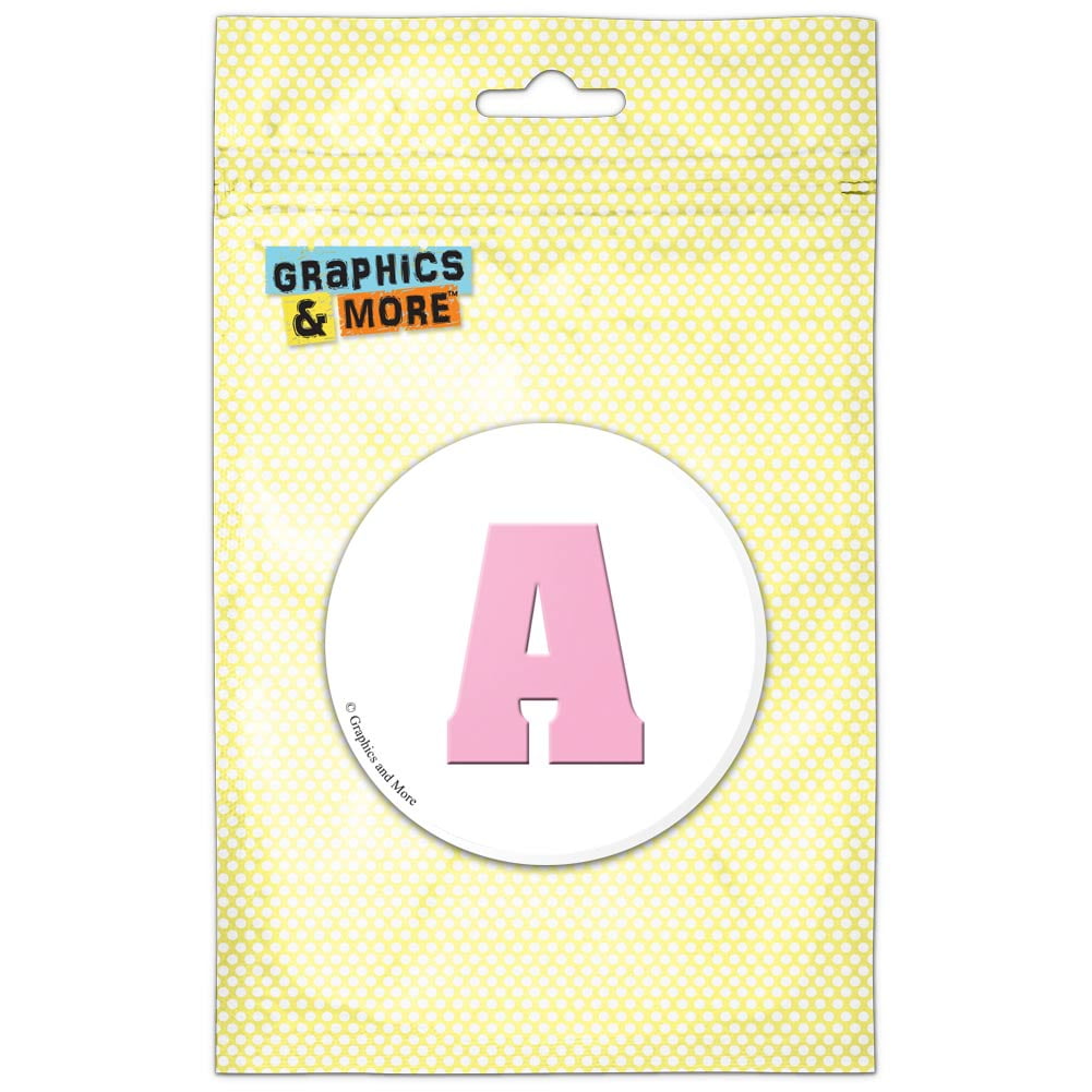 Letter A Initial Baby Girl Block Font Pink Shower Refrigerator Button ...