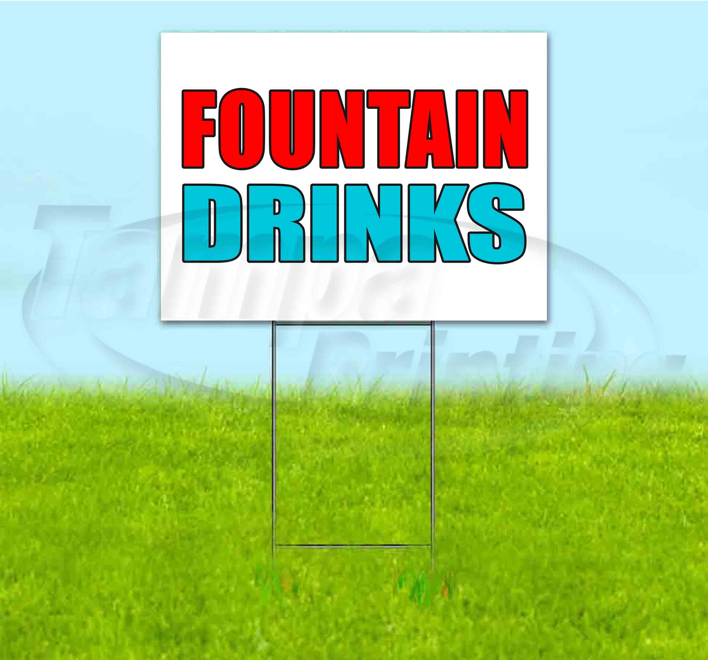 Fountain Drinks (18"x24") Corrugated Plastic Yard Sign, Bandit, Lawn ...