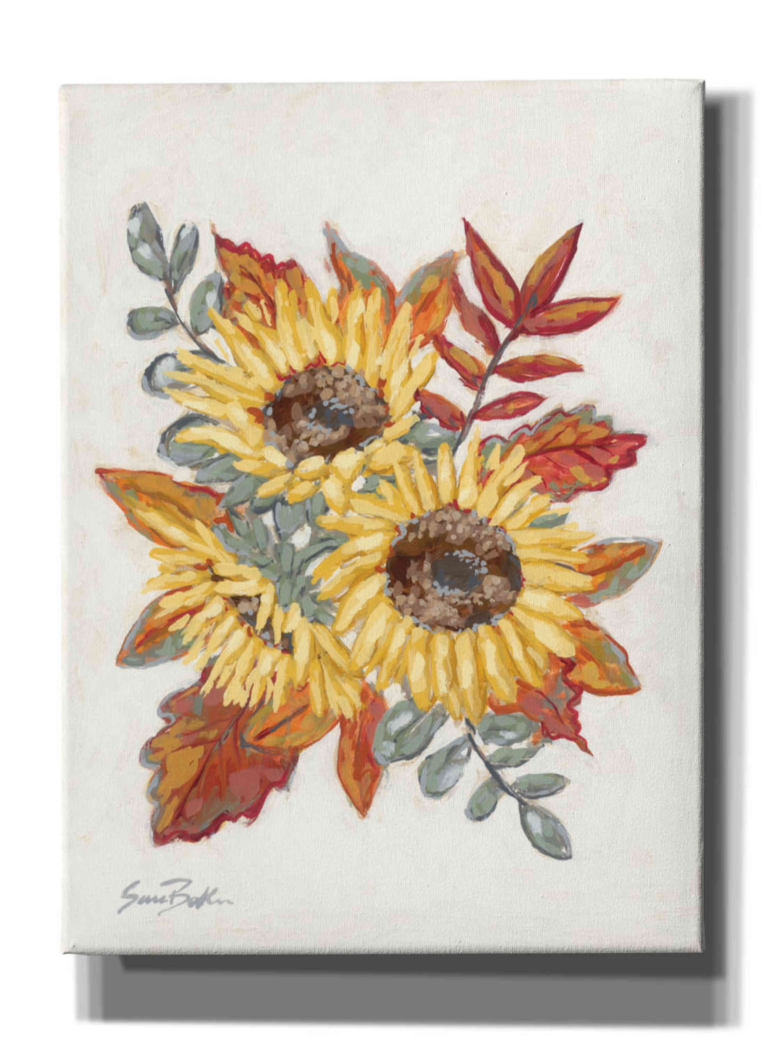 Epic Graffiti 'Sunflower Fall Foliage' by Sara Baker, Giclee Canvas ...