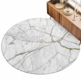 Abstract Marble Texture Round Rug 5ft Gray Stone with Stripes Washable ...