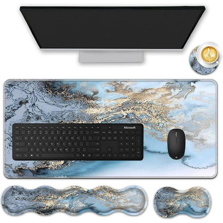 Mouse Pad Set,(31.5×11.8 in) Desk Pad + Keyboard Wrist Rest Support ...
