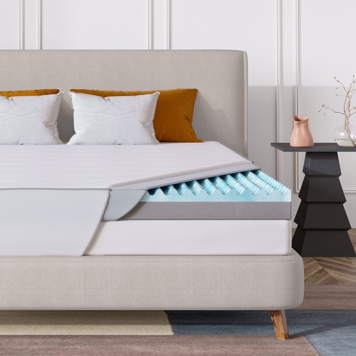 SHMAMT 4 Inch Full Size Mattress Topper with Waterproof Mattress ...