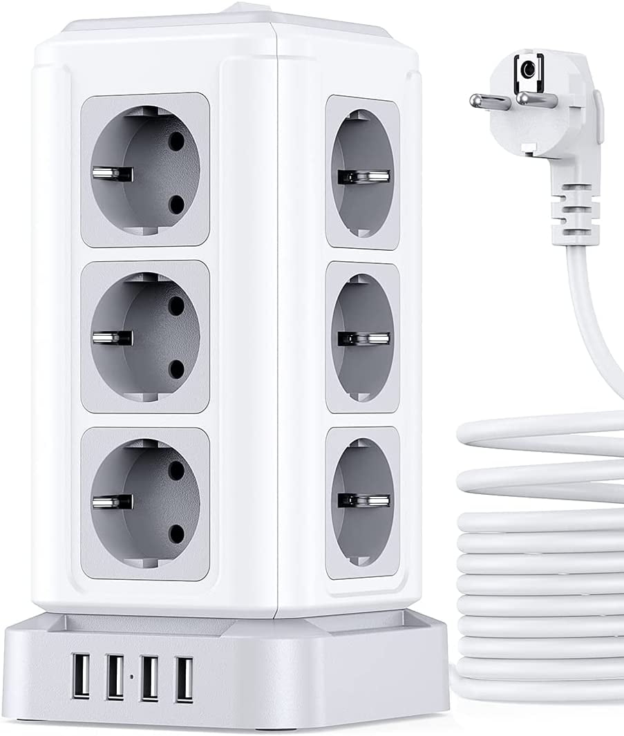 Rallonge multiprise avec surtension (4000W/16A), Tour Multiprise ...