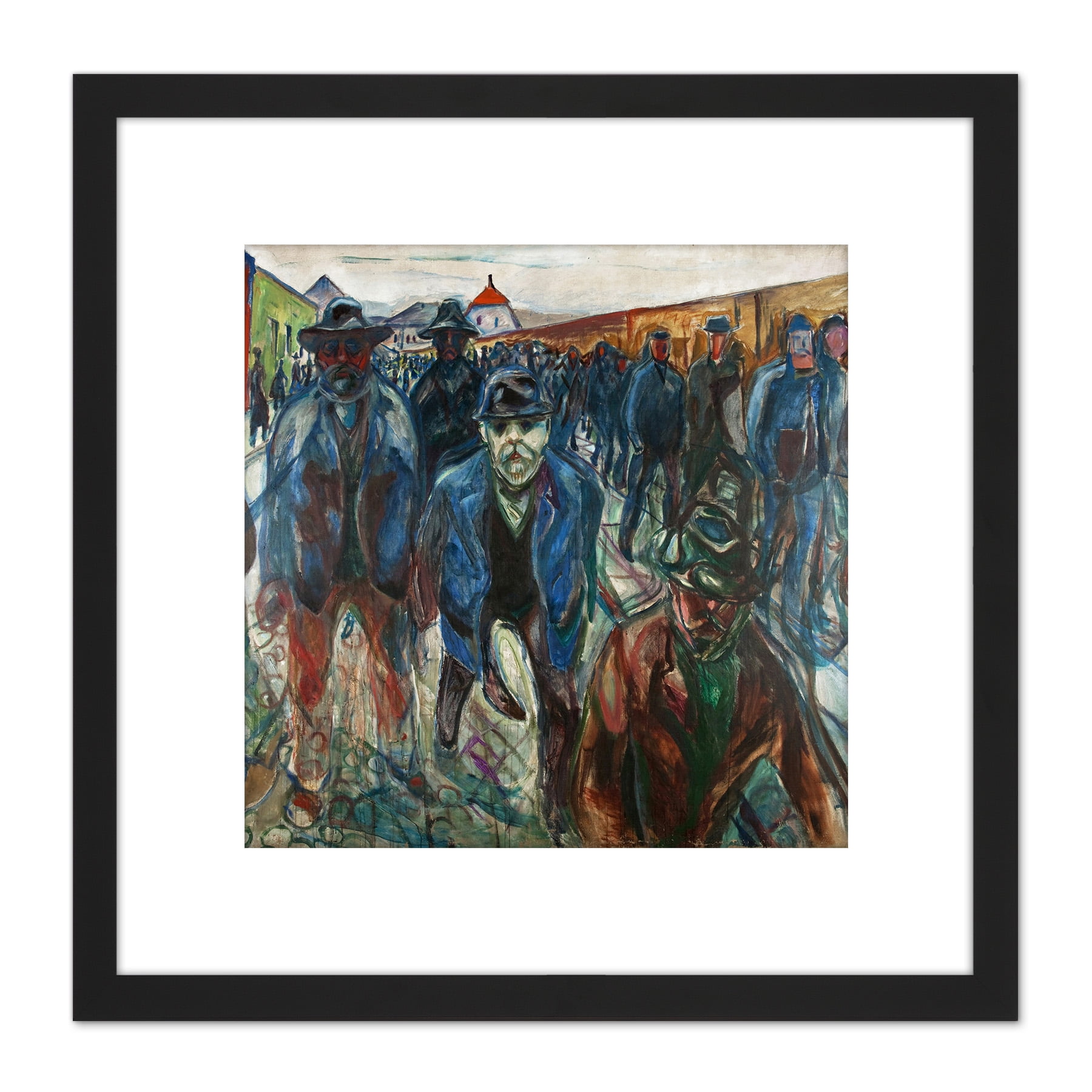 Painting Edvard Munch Workers On Their Way Home 8X8 Inch Square Wooden ...