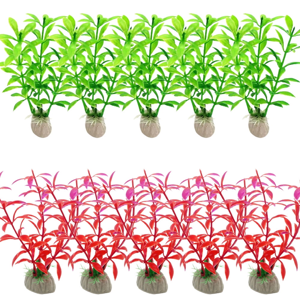 Plastic artificial plants for fish tank decoration(10 plants)PVC plants ...