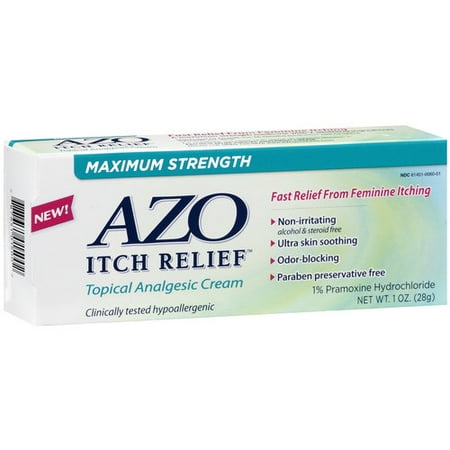 Azo Maximum Strength Itch Relief Topical Analgesic Cream, 1 oz ...
