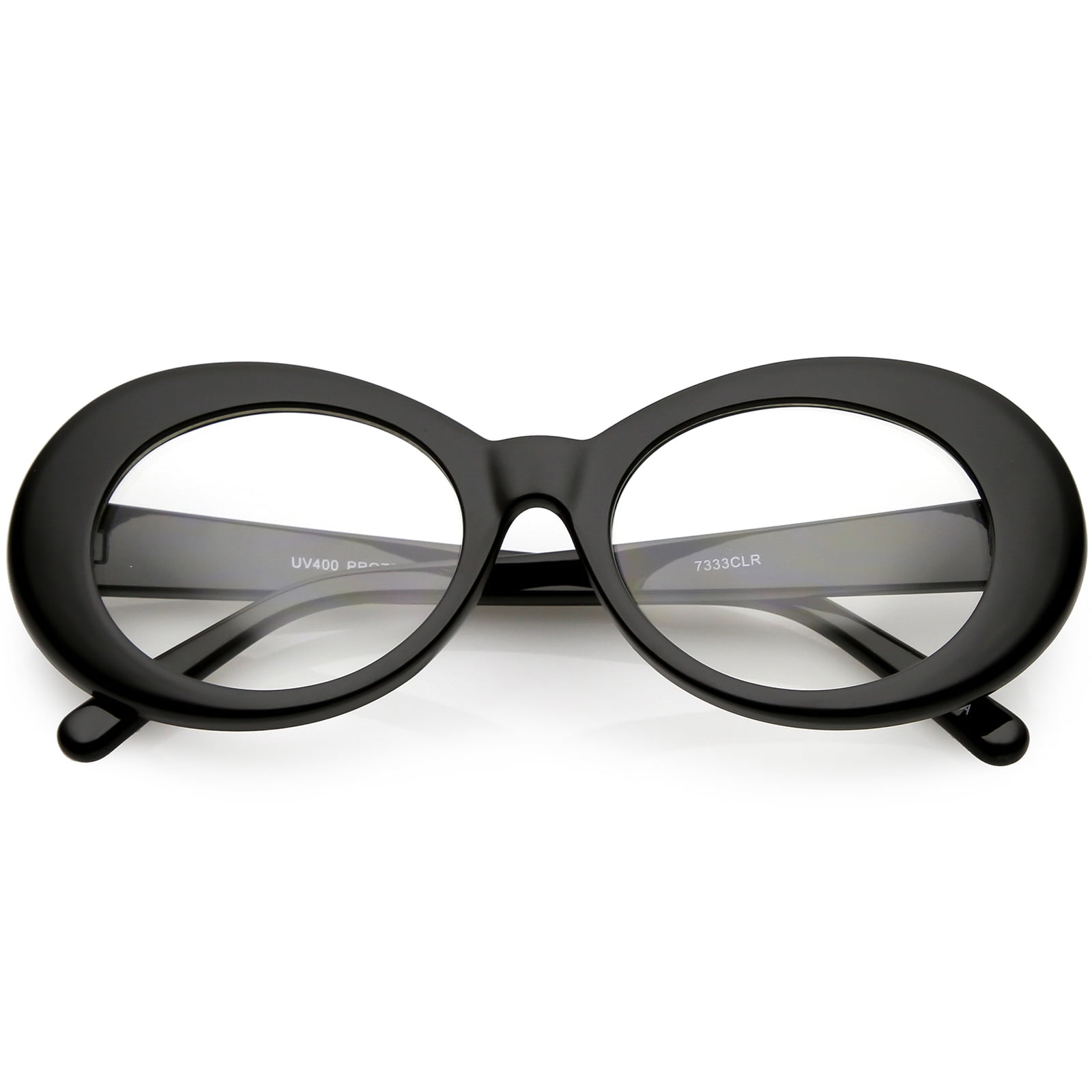 Large Clout Goggles Thick Oval Eyeglasses Clear Lens 53mm (Black ...