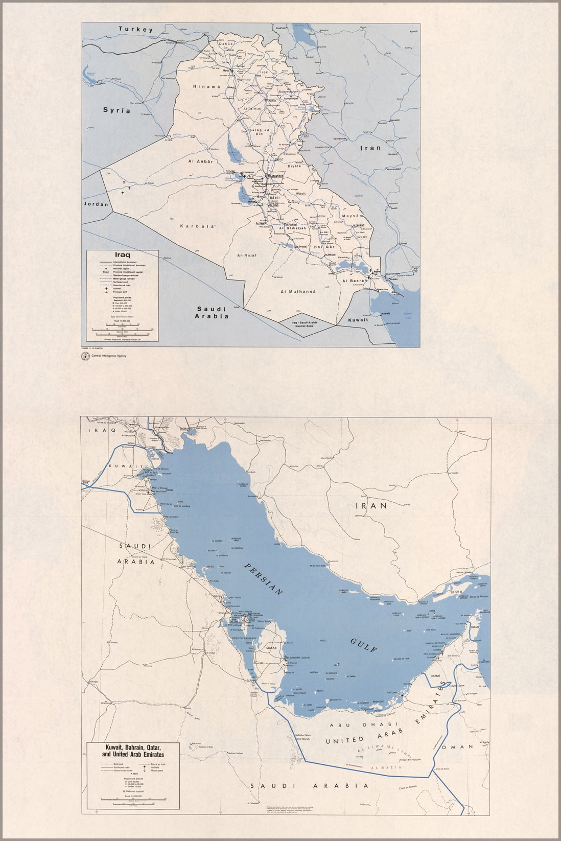 24"x36" Gallery Poster, cia map of iraq and persian gulf 1991 - Walmart.com