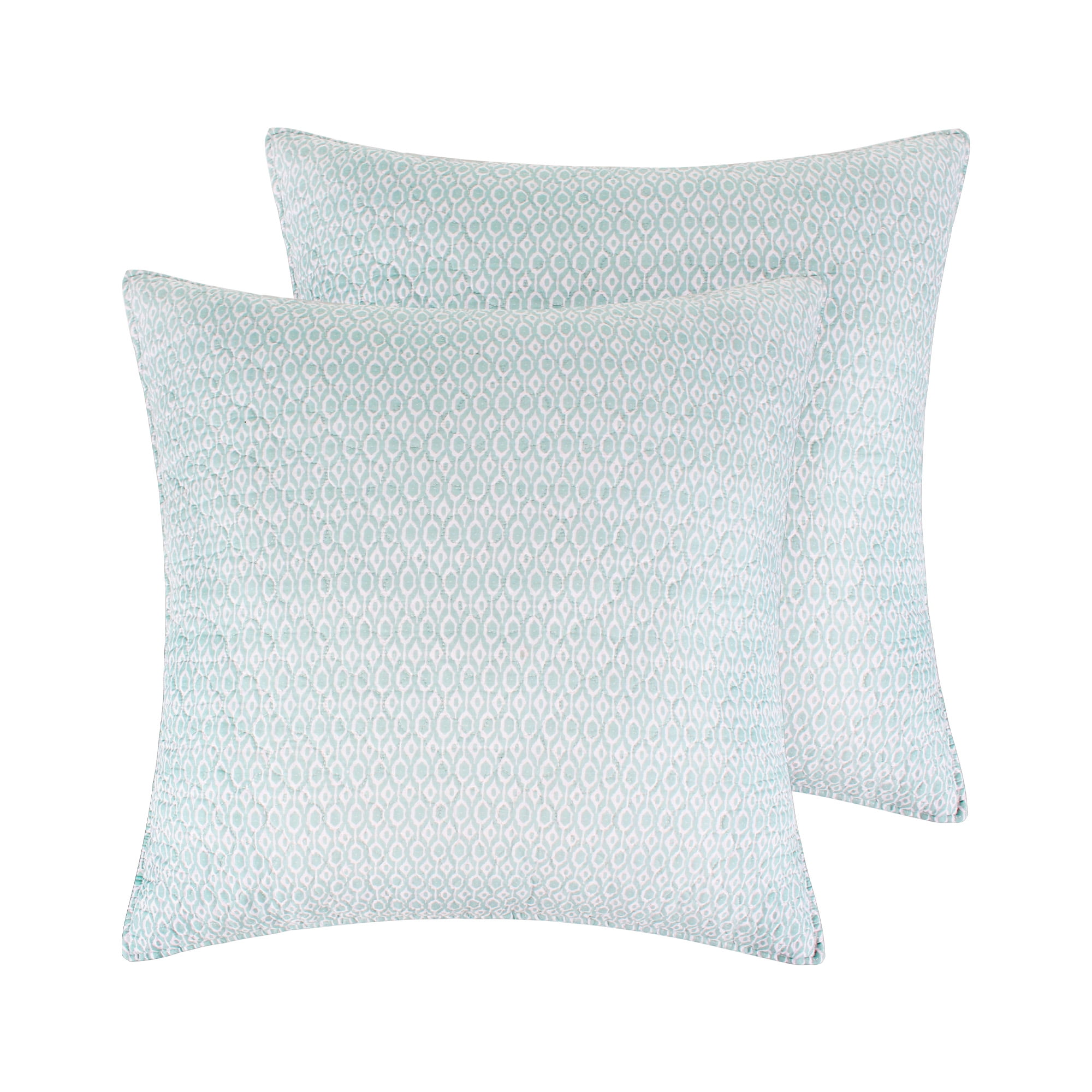 Levtex Home - Cressida Quilt - Euro Sham - Ikat - Teal Blue Cream ...