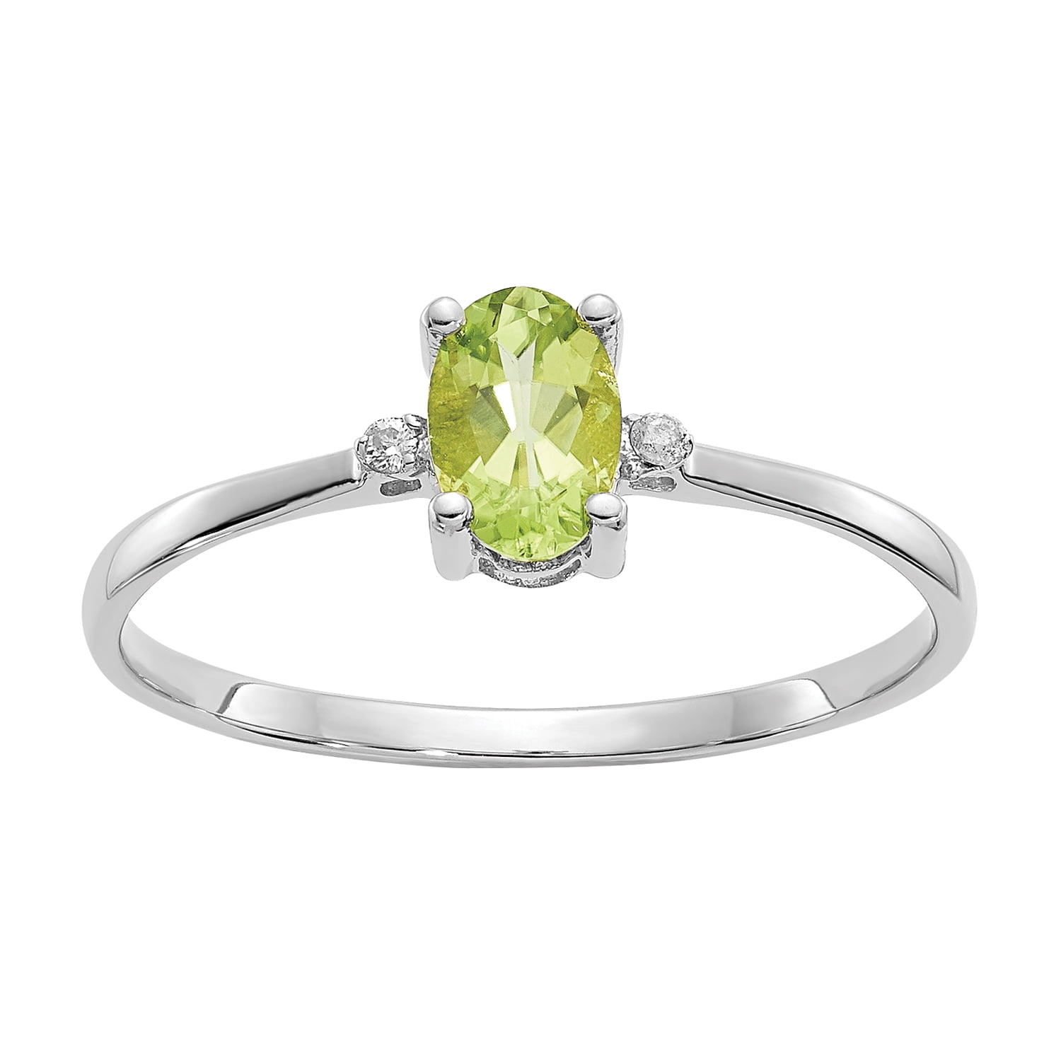Primal Gold 14 Karat White Gold Diamond and Peridot Birthstone Ring ...