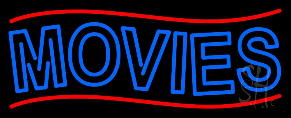 Blue Double Stroke Movies Block LED Neon Sign 13" Tall x 32" Wide ...
