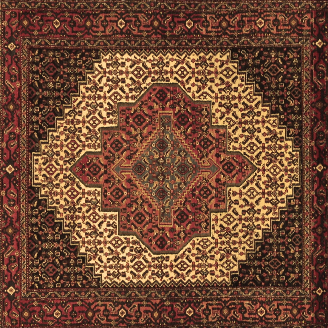 Ahgly Company Indoor Square Persian Brown Traditional Area Rugs, 4 ...