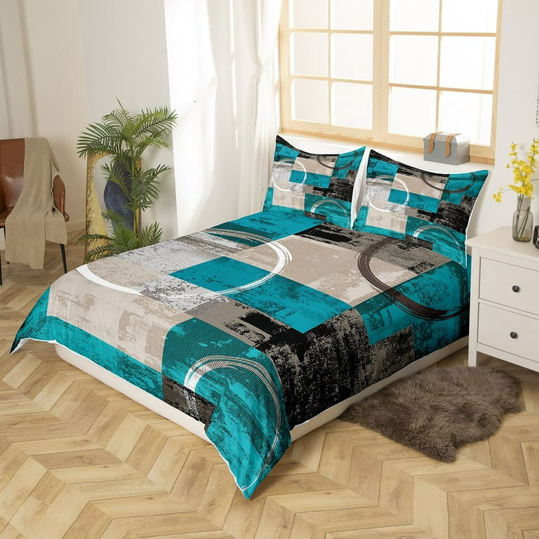 Teal And Black Swirl Bedding