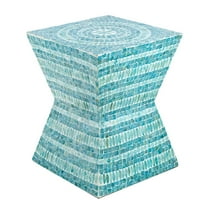20 Inch Stool Table, Capiz Shell Inlay, Hexagonal Geometric Design ...
