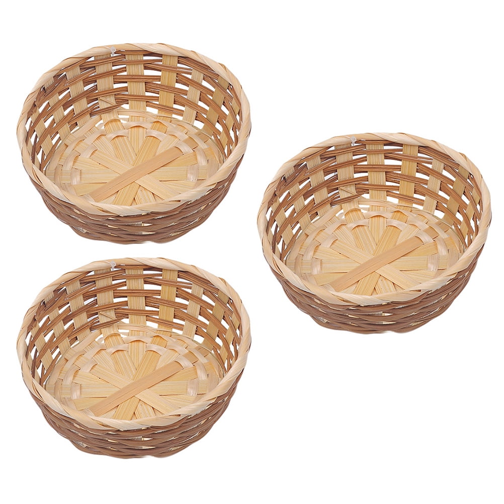 NUOLUX Basket Storage Fruit Woven Serving Round Rattan Wicker Baskets ...