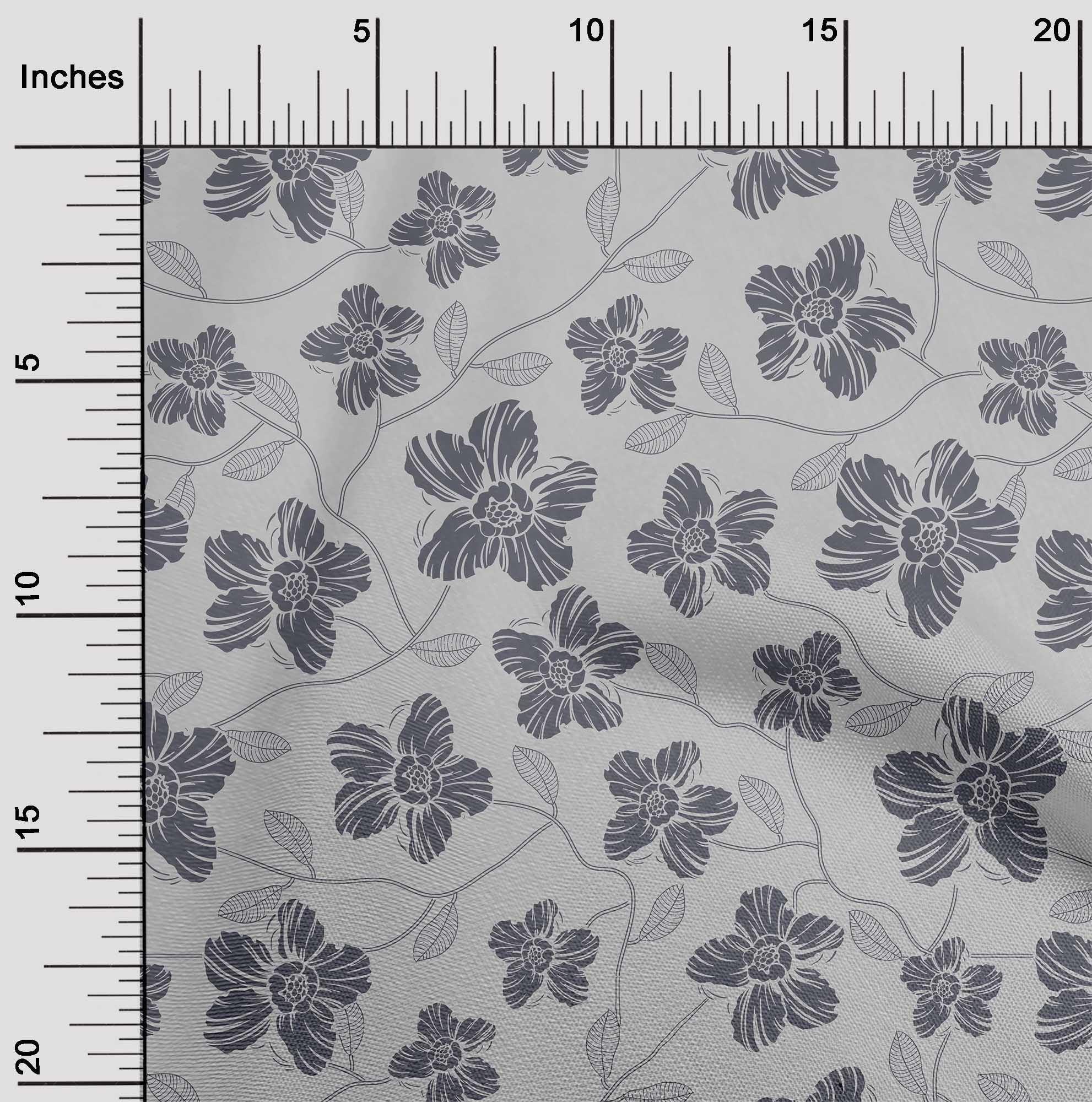 oneOone Georgette Viscose Fabric Leaves & Floral Artistic Print Fabric ...