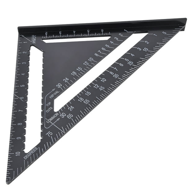Regla para carpintería, regla triangular de aluminio negro de 12 ...