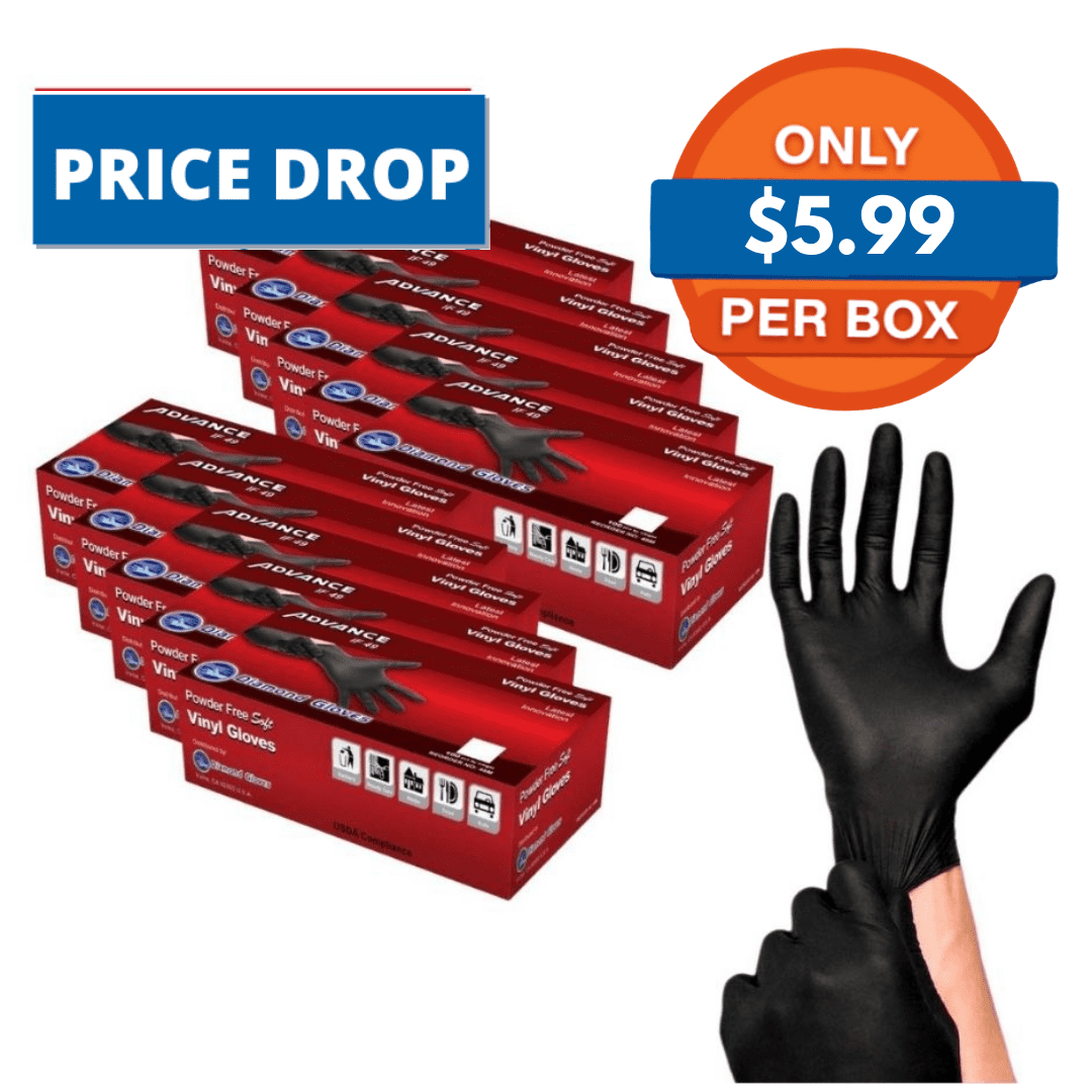Black Vinyl Gloves - Powder Free (4 Mil) - Walmart.com