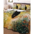 Black Cat Path 3 Piece Quilt Set King Size, Dreamy Romantic Black ...