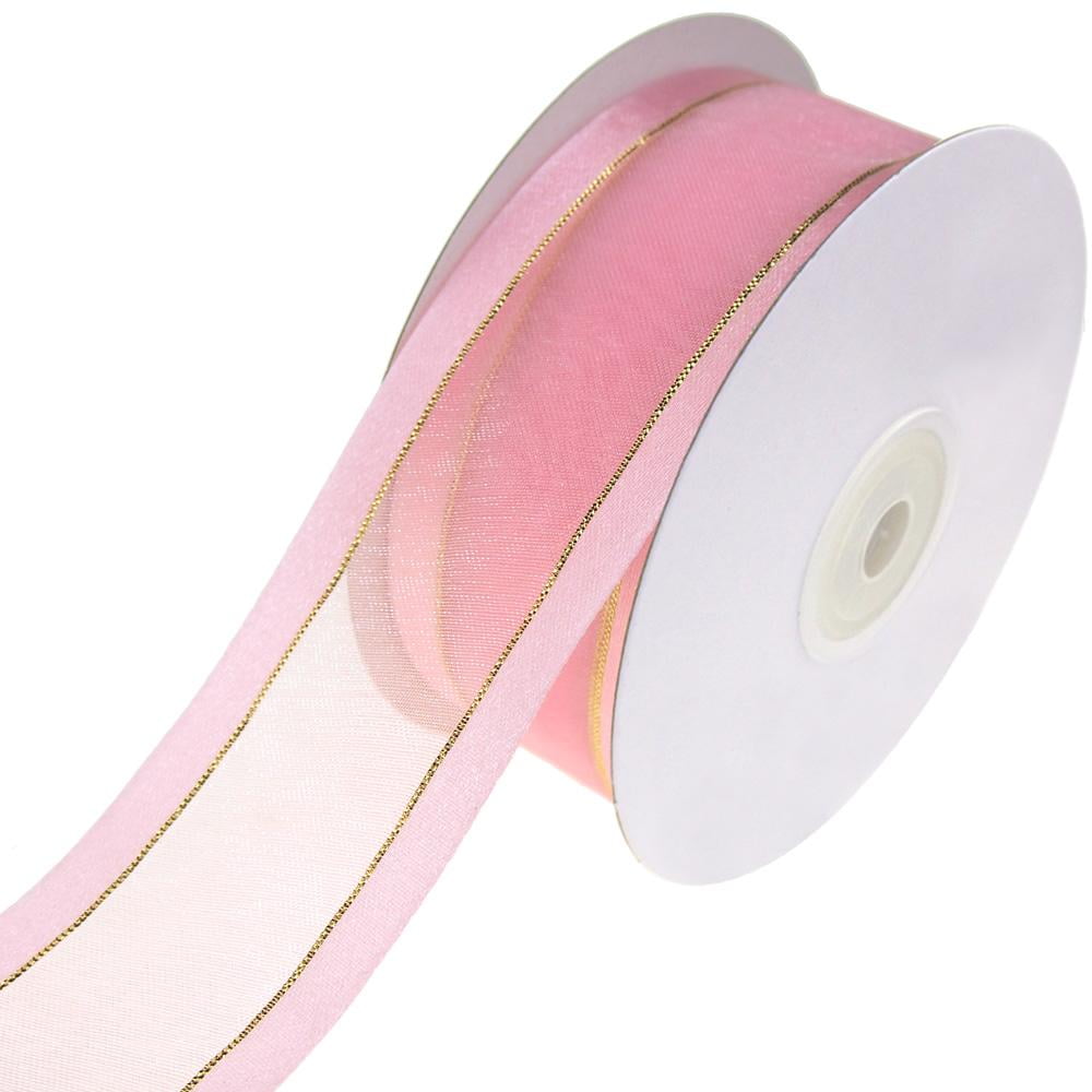 Gold-Lined Satin Edge Organza Ribbon, Light Pink, 1-1/2-Inch, 25-Yard ...