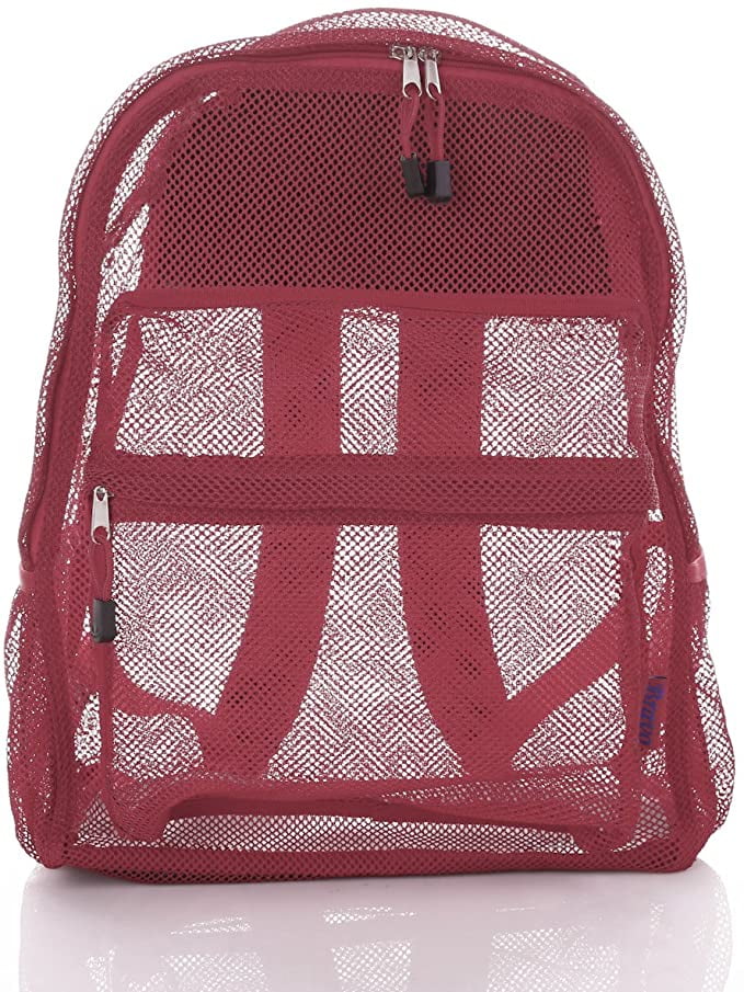 Bravo! Mesh Transparent See Through Backpack - Burgundy - Walmart.com