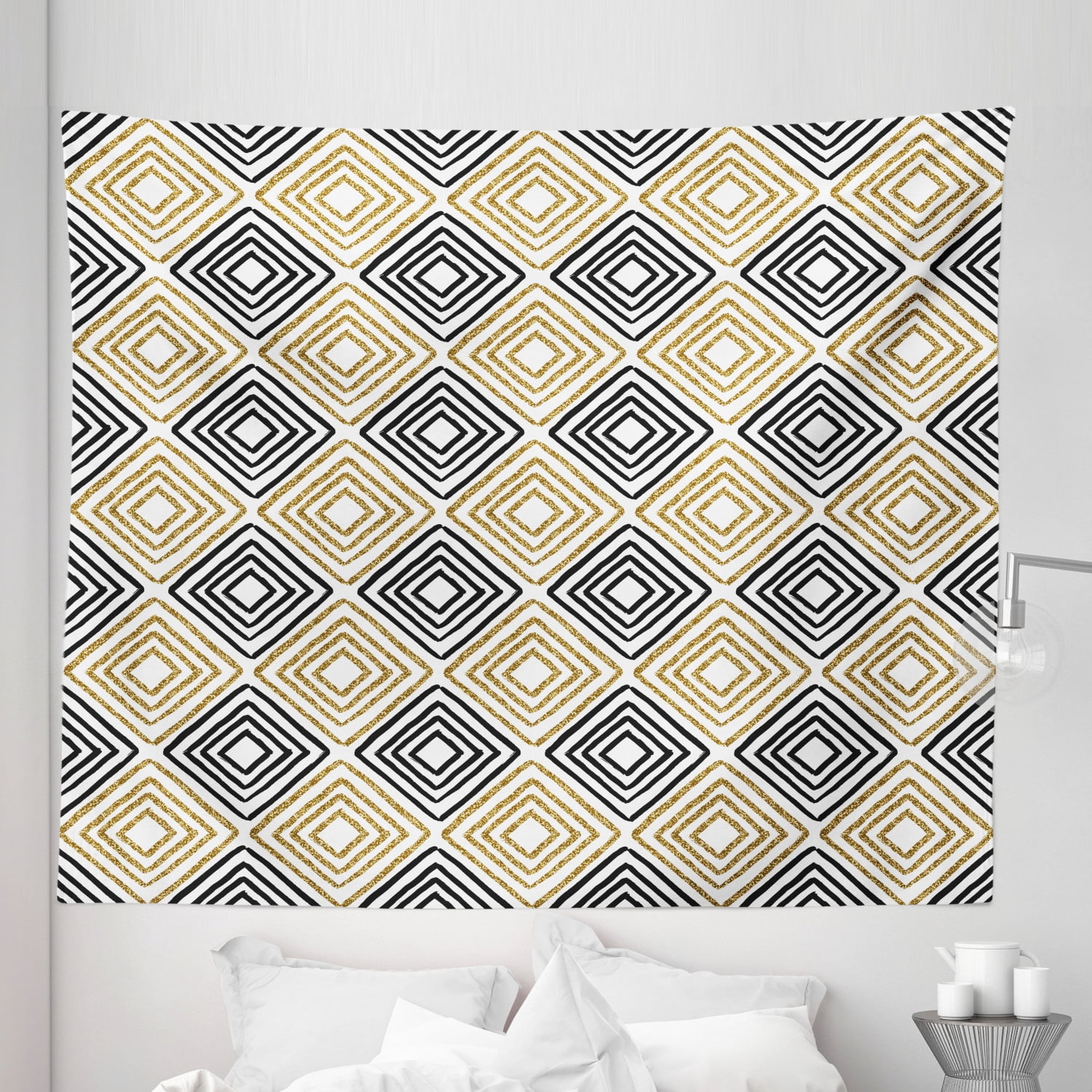 Modern Tapestry, Nested Square Shaped Lines with Minimalist Simple ...