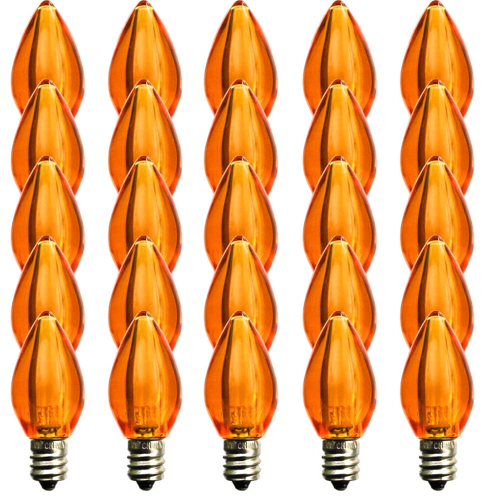 Box of (25) C7 LED Orange Bulb - C7 Smooth Lens - Walmart.com