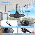 20" Outdoor Ceiling Fan with Light, IP65 Waterproof, Plug-In with Hook ...