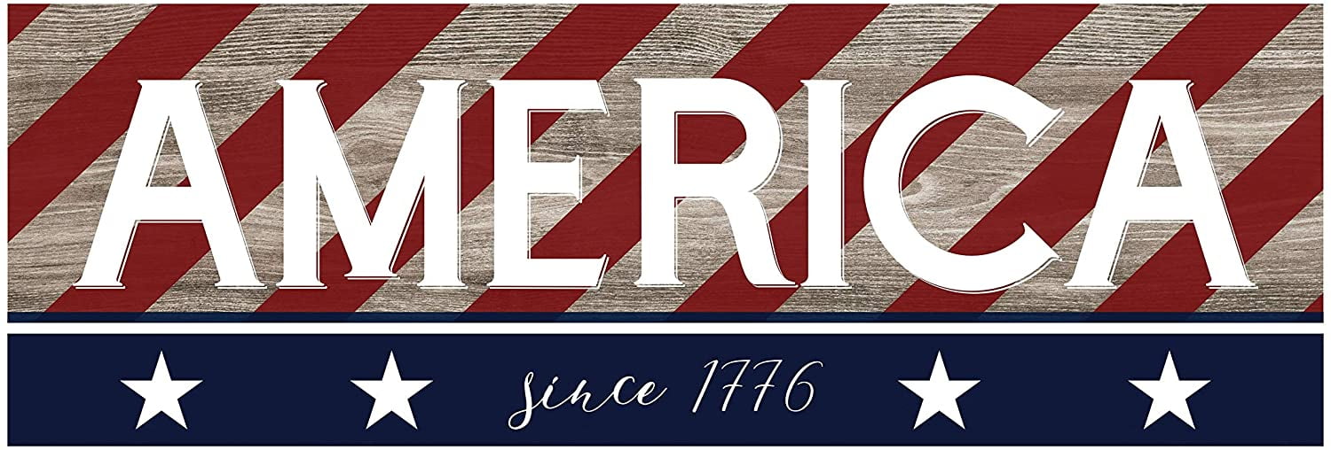 America Diagonal Stripes Rustic Wood Wall Sign 6x18 - Walmart.com