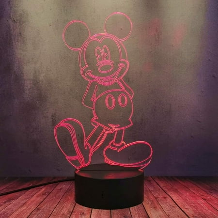 3D Anime LED Lamp Happy Minnie Mickey Mouse Night Light Kawaii Mickey ...