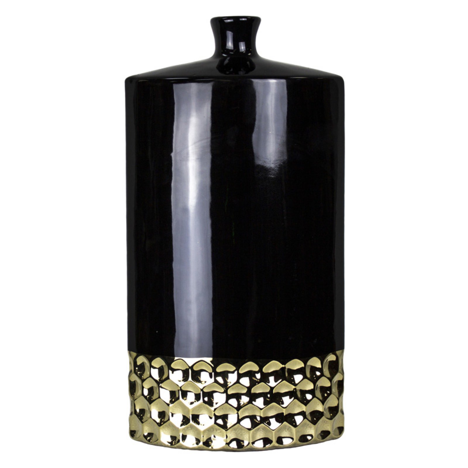 Elegant Ceramic Vase With Dimpled Base, Black And Gold - Walmart.com