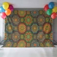 Bohemian Gold Floral Photography Backdrop 10x8FT, Boho Tribal Ethnic ...