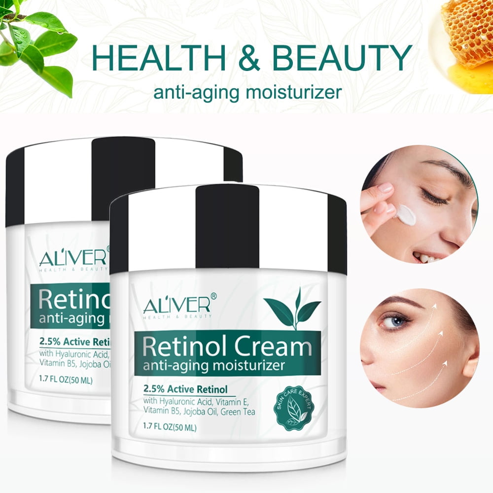 Aliver (2 Pack) Retinol Cream for Face with Vitamin E B5 Green Tea ...